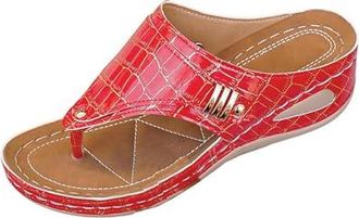 Generic Pantoufles compens&eacute;es d&eacute;contract&eacute;es pour femme - Sandales orthop&eacute;diques &agrave; bout ouvert - &Eacute;l&eacute;gantes et confortables - Classiques - L&eacute;g&egrave;res - &Agrave; enfiler -