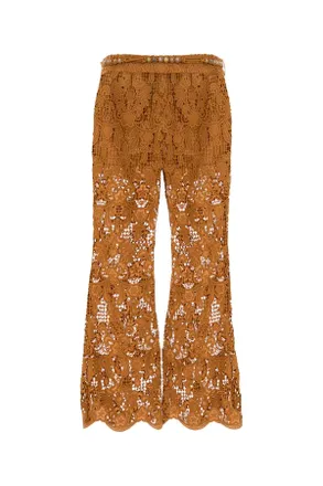 Zimmermann Womens Orange Lace Coco Pant Biscuit Pantaloni Trousers