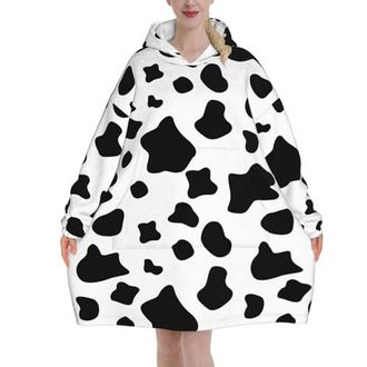 Generic Sweat &agrave; capuche en fourrure de vache pour femmes et hommes adultes surdimensionn&eacute;s pour une couverture douce et chaude