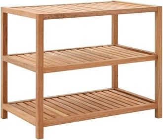 vidaXL Etagère de Salle de Bain Support de Stockage Rangement Meuble de Cuisine 3 Niveaux Toilette Salle deau Maison Intérieur Bois de Noyer Massif