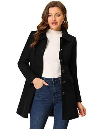 Allegra K Manteau dhiver à col en fausse fourrure pour femmes Noir L