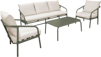 Sweeek Gartenlounge-Set aus Stahl f&uuml;r 5 Personen Khaki / Beige