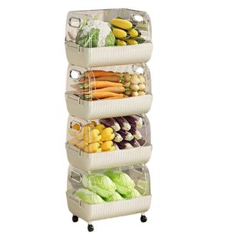 Generic Küchenwagen aus Kunststoff, Multifunktionaler Servierwagen mit Rollen&Feststellbaren Rädern,Leicht zu Montierender Aufbewahrungswagen für Küchen, Wohn