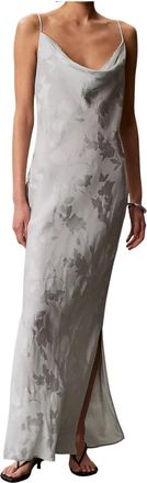 Calvin Klein Femme, Robes, Gris, Taille: 36 FR Viscose Jacquard Maxi Slip Dress