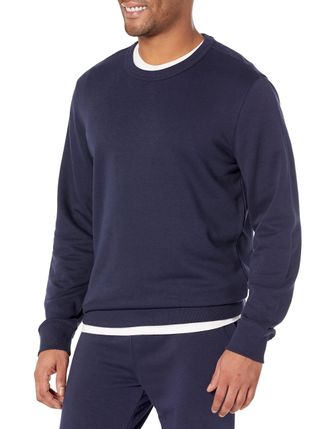 Amazon Essentials Herren Leichtes langärmeliges Frottee-Sweatshirt mit Rundhalsausschnitt (erhältlich in Big & Tall), Marineblau, XXL