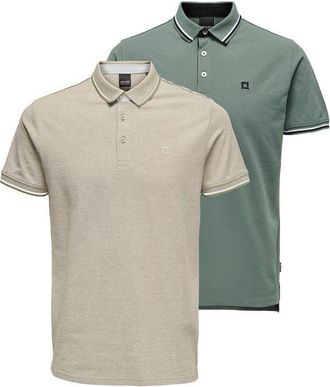 Only & Sons Poloshirt 2er Pack Onsefletcher (Spar-Set, 2-tlg) Poloshirt - Baumwolle - Atmungsaktiv - Hochwertiger Piqu&eacute;-Stoff