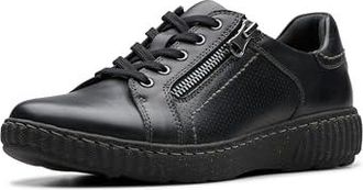 Clarks Baskets Caroline Janna pour Femme, Cuir Noir, 37.5 EU
