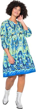 Angel Of Style Damen große Größen Übergrößen Plus Size Kleid, A-Linie, Ornament-Print, 3/4-Ärmel smaragd 52 840025431-52