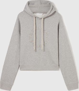 Stella McCartney Logo-Embroidered Cropped Hoodie, Woman, Light grey melange, Size: XS