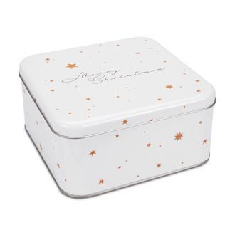 St&auml;dter Geb&auml;ckdose Merry Christmas 16,5 x 16,5 cm/H 8 cm Wei&szlig; Quadrat