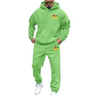 Generic Ensemble sweat &agrave; capuche et pantalon de surv&ecirc;tement pour la Saint-Valentin pour hommes 2026, Vert, XL
