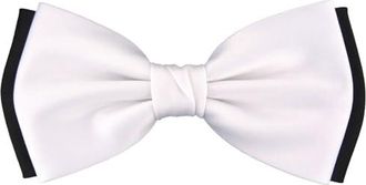 TigerTie pr&eacute;-li&eacute;e &agrave; double couleur satin N ud papillon en blanc noir unicolor + bo&icirc;te