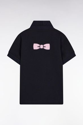 Eden Park Polo Manches Courtes En Coton Marine Broderie Noeud Papillon Coupe Droite