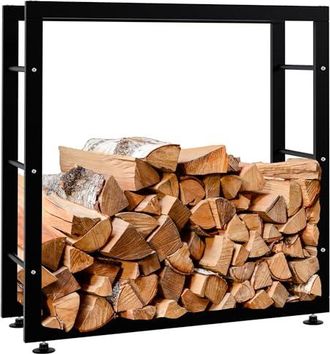 Clp Porte-bûches pour Bois De Cheminée Keri V2 en Métal Noir I Porte-Bois De Chaminée Solide Et Moderne I Support pour Bûches, Couleur:Noir, Taille:25x80x