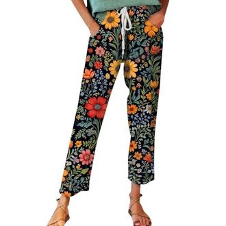 Generic Pantalon Femme &Eacute;t&eacute; Lin D&eacute;contract&eacute; Fluide Pantalons Longs D&eacute;contract&eacute;s pour Femmes Printemps&eacute;t&eacute; Vetement Femme Grande Taille Taille Elastique (Black X