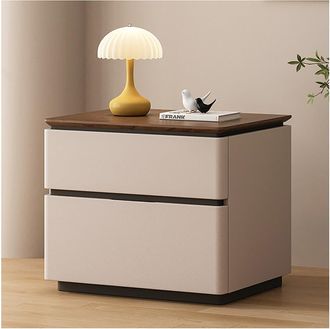 Generic Moderner und einfacher Nachttisch, Nachttisch aus Leder, Beistelltisch aus Massivholz, Beistelltisch for Schlafzimmer, mit Mikrofaserleder, Keine Mont