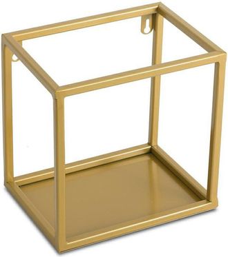HowHomely Wandregal Metall Gold 20 x 20 x 15 cm Moderne Wandregale | Loft Hängeregal für Wanddeko Wohnzimmer Schlafzimmer Bad Café Büro und Hotel