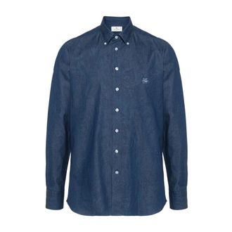 Etro Homme, Chemises, Bleu, Taille: 2XL Chemise en jean avec logo