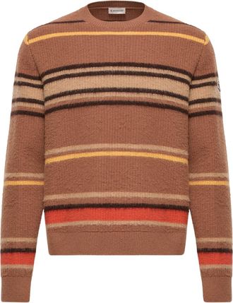 Moncler Moncler Pull En Laine Ray&eacute;e, Homme, Marron, Taille: Xxl