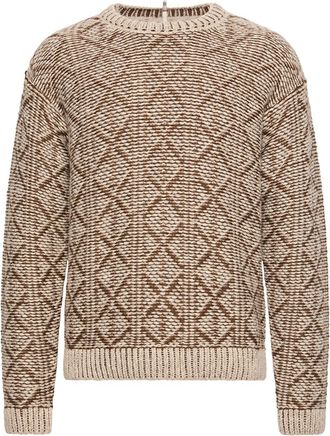 Moncler Moncler Alpaca & Wool Blend Argyle Jumper, Men, Beige, Size: Xxl