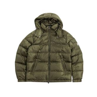 Moncler Homme, Vestes, Vert, Taille: XL Doudoune en Nylon Vert avec Capuche