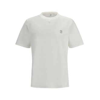 Brunello Cucinelli Homme, Tops, Blanc, Taille: S T-shirt classique en coton