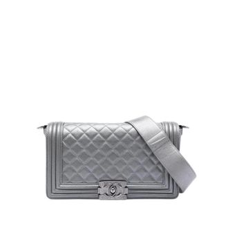 Chanel Sac bandouli&egrave;re Boy doccasion - Femme - Pre-owned - Gris - Taille: ONE Size