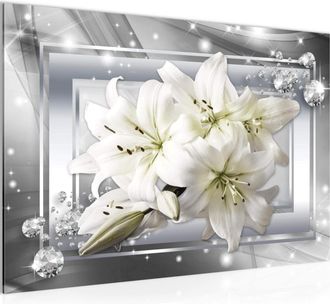 Runa Art Bild Blumen Lilien Modern Wandbilder Wohnzimmer 1 Teilig - Made In Germany - Abstrakt Grau Beige Flur 021715c