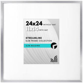Americanflat Bilderrahmen 61 x 61 cm mit poliertem Plexiglas, f&uuml;r Fotos 28 x 36 cm mit Passepartout oder 61 x 61 cm ohne Passepartout, Streamline, schmaler quadrat