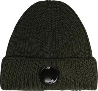 C.P. Company C.p. Company, Homme, Accessoires, Vert, Taille: ONE Size Logo Wool Beanie