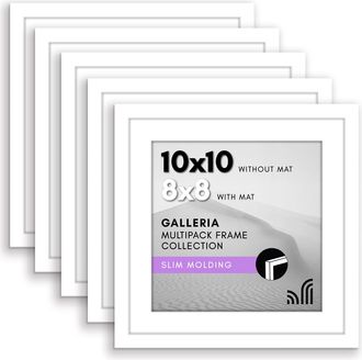 Americanflat Bilderrahmen mit poliertem Plexiglas, 25,4 x 25,4 cm, 5 Stück, Verwendung als 20,3 x 20,3 cm Rahmen mit Passepartout oder 25,4 x 25,4 cm ohne Passepar