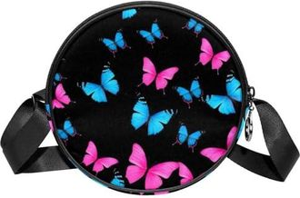 Generic Petit sac &agrave; bandouli&egrave;re circulaire pour femme, petit sac &agrave; bandouli&egrave;re avec fermeture &eacute;clair, bretelles r&eacute;glables, sac &agrave; main rond d&eacute;contract&eacute; pour fe