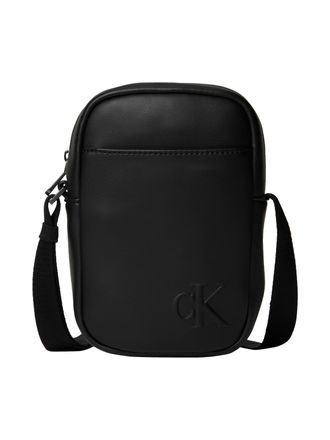 Calvin Klein Umh&auml;ngetasche CALVIN KLEIN BOLD CK SLIM REPORTER, Damen, Gr. B/H/T: 11cm x 18cm x 5cm, schwarz, Lederimitat, unifarben, Taschen Umh&auml;ngetasche, Mini Ba