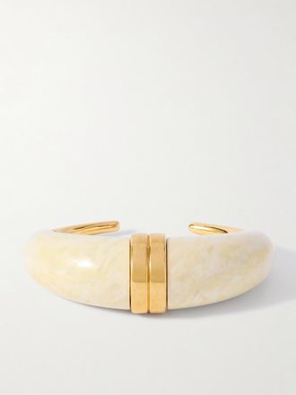 Saint Laurent Armspange Aus Harz Mit Goldfarbenen Details - Creme