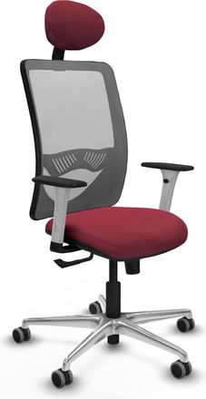 Piqueras y Crespo B&uuml;rostuhl Zulema mit wei&szlig;en und schwarzen Armlehnen, h&ouml;henverstellbare Lendenwirbelst&uuml;tze und festes Kopfteil, ausgestattet mit 3 Positionen, Grau/Kas