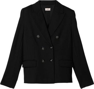 Oltre Femme, Vestes, Noir, Taille: 46 FR Blazer crois&eacute; en maille Milano
