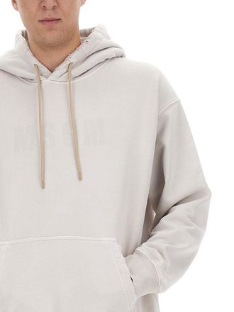 Msgm Cotton Hoodie - Beige
