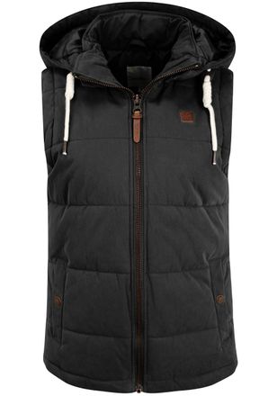 Oxmo OXLew Damen Weste Steppweste Outdoor Weste mit Kapuze Eingrifftaschen Baumwollmischung Regular fit, Gr&ouml;&szlig;e:S, Farbe:BLACK (799000)