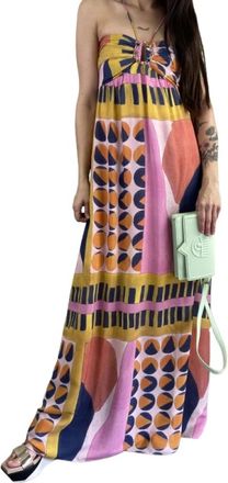 BA&SH Femme, Robes, Multicolore, Taille: 38 FR Robe longue imprimée avec au cou