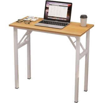 Need Bureau dOrdinateur Informatique Pliante Table d&eacute;tude/&agrave; d&icirc;ner Pliable pour Maison/Bureau, Teck Ch&ecirc;ne Couleur,80x40CM,teck+blanc