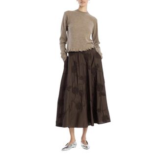 Rotate Berty Bestickter Baumwoll-Midirock - - Skirts - Damen - Braun - 2XS