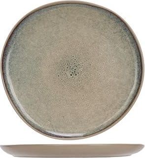 Cosy & Trendy 6 flache Teller aus Steingut, Oona, Sand, Gr&uuml;n, 27 x 2 cm