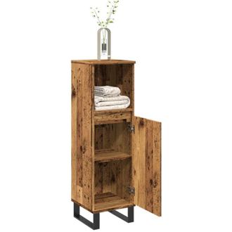vidaXL Vidaxl - Armoire de salle de bain vieux bois 30x30x100cm bois ing&eacute;nierie
