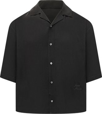 Ami Homme, Chemises, Noir, Taille: S Chemise Boxy Brod&eacute; Manches Courtes