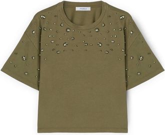 Motivi Femme, Tops, Vert, Taille: 40 FR T-shirt avec applications de pierres pr&eacute;cieuses