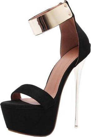 Holibanna Sandales Femme Talons Aiguilles Fins &Eacute;t&eacute; Noir Plateforme Style Chic &Eacute;l&eacute;gant