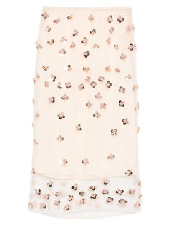 Forte_Forte flower-detail midi skirt - Tons neutres