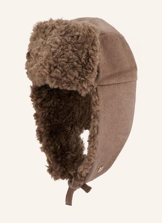 HUGO BOSS M&uuml;tze Virginyo Mit Kunstfell braun