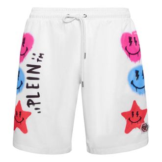 Philipp Plein Homme, Maillots de bain, Blanc, Taille: 4XL Swim Boxer Smile