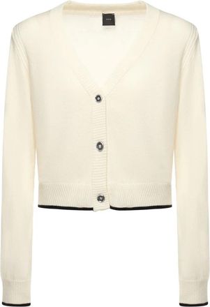 Pinko Pinko, Femme, Pulls, Blanc, Taille: 40 FR Pull en mérinos et cachemire côtelé